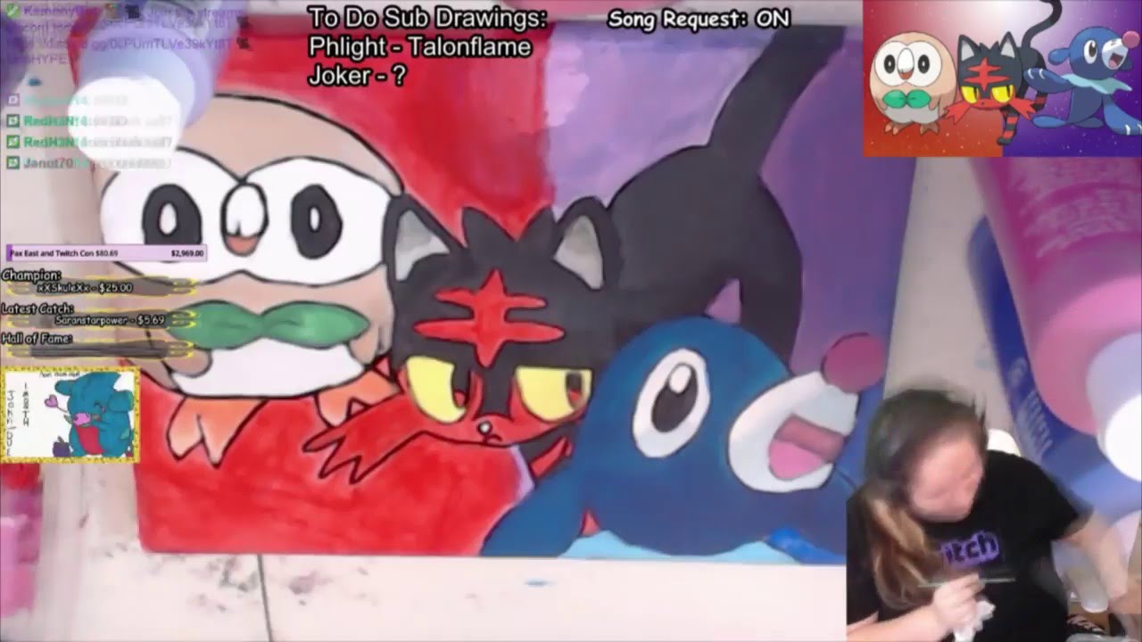 Pokemon Speed Painting Sun And Moon Starters Litten Rowlet And