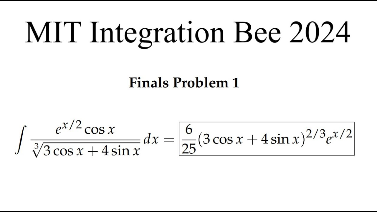 Mit Integration Bee 2024 Finals Problem 1 Youtube