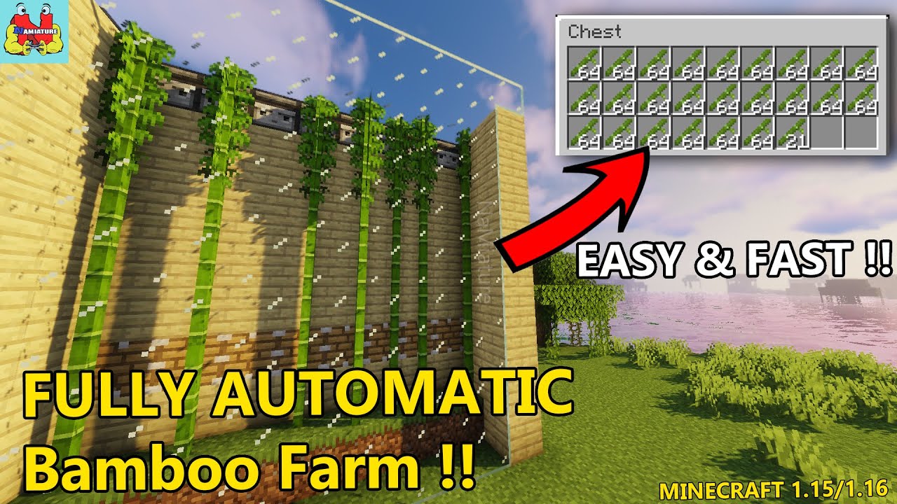 Easy Beginner Automatic Bamboo Farm Minecraft Tutorial For All