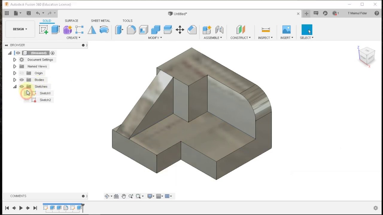 Fusion 360 Tutorial For Absolute Beginners Task 1 Cl Bracket Youtube