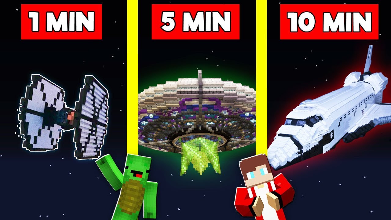 Spaceship Build Battle Challenge In Minecraft Noob Vs Pro Maizen