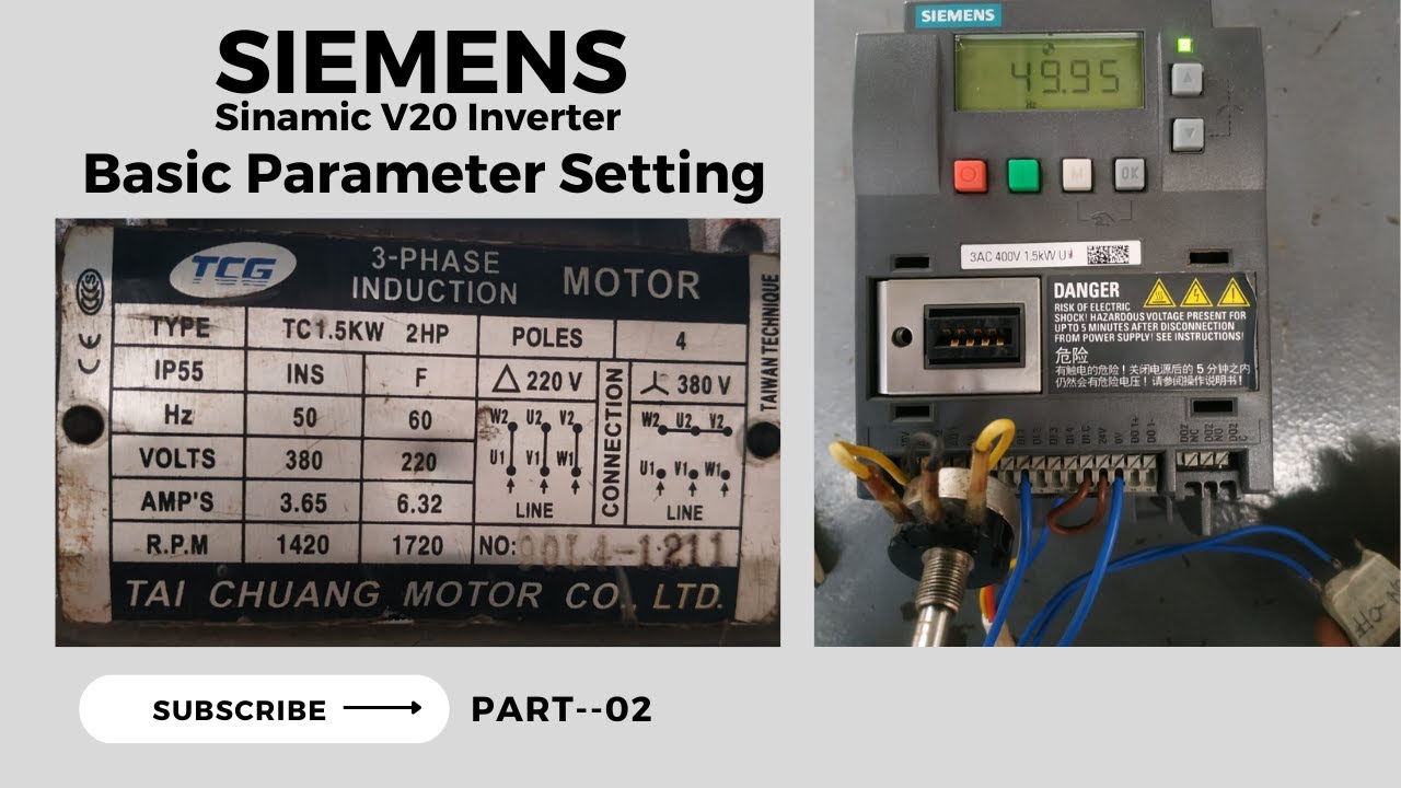 Siemens Inverter Sinamics V20 Parameter Settings Youtube