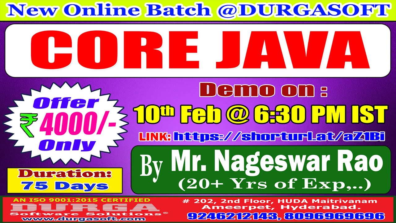 Core Java Online Training Durgasoft Youtube