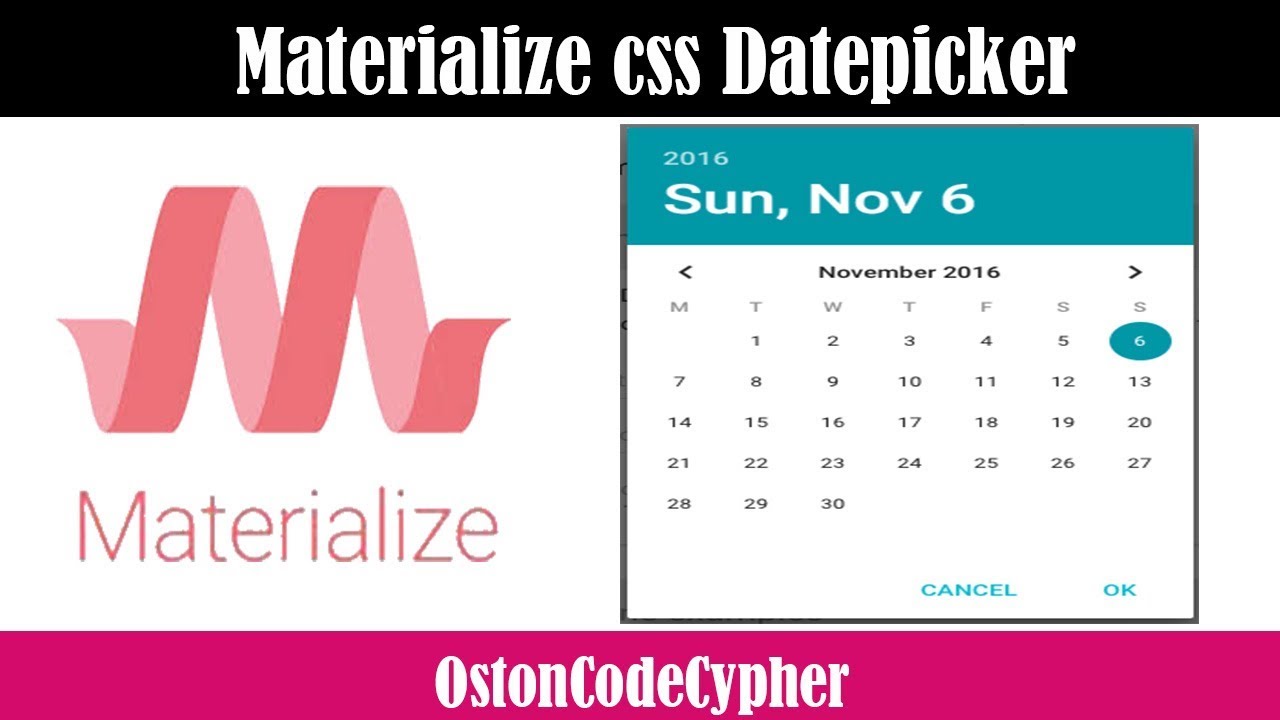 How To Create A Date Picker Using Materialize Css Very Simple Youtube