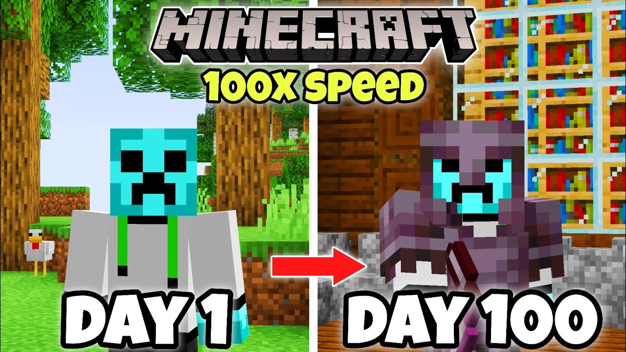 100 Days Of Minecraft At 100x Speed Youtube