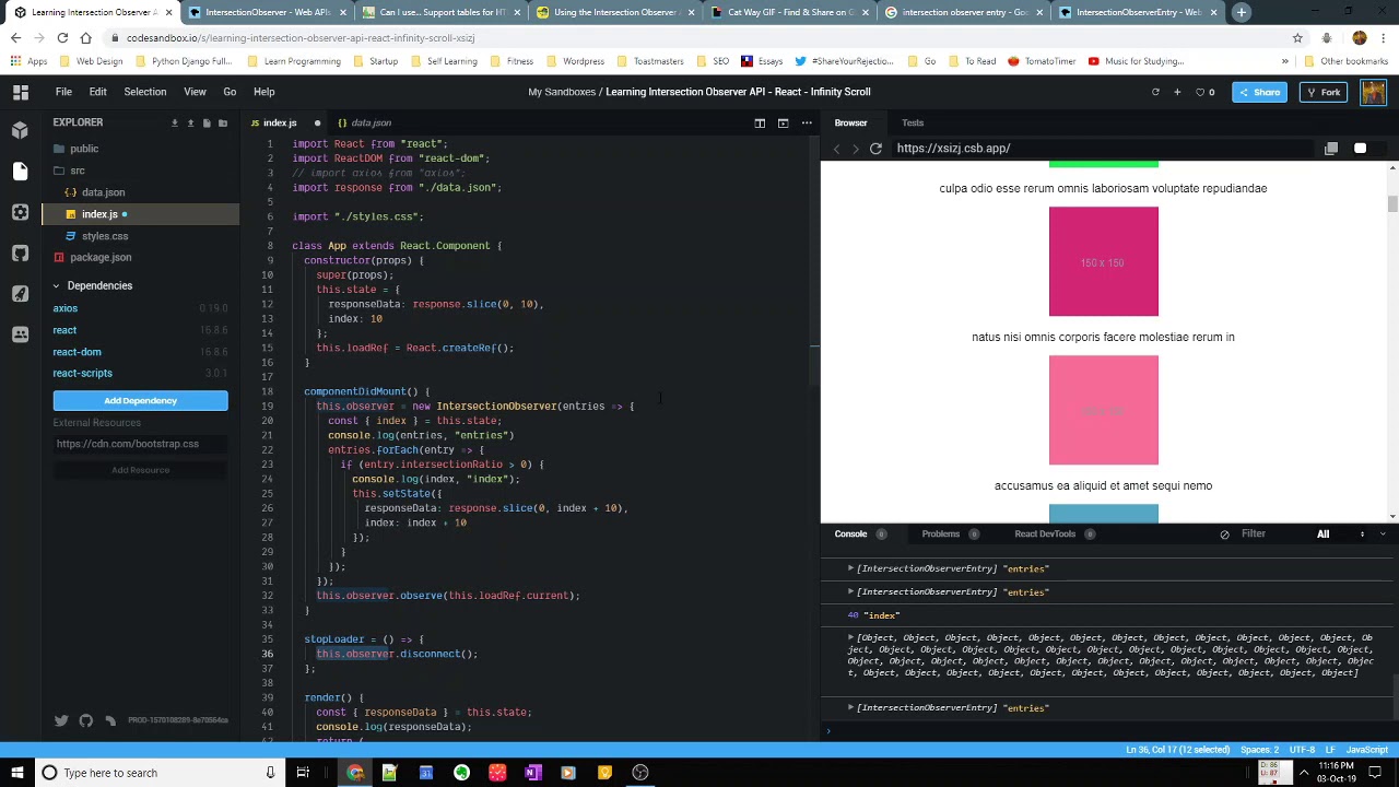 Infinite Scrolling Using Intersection Observer Api Reactjs Live