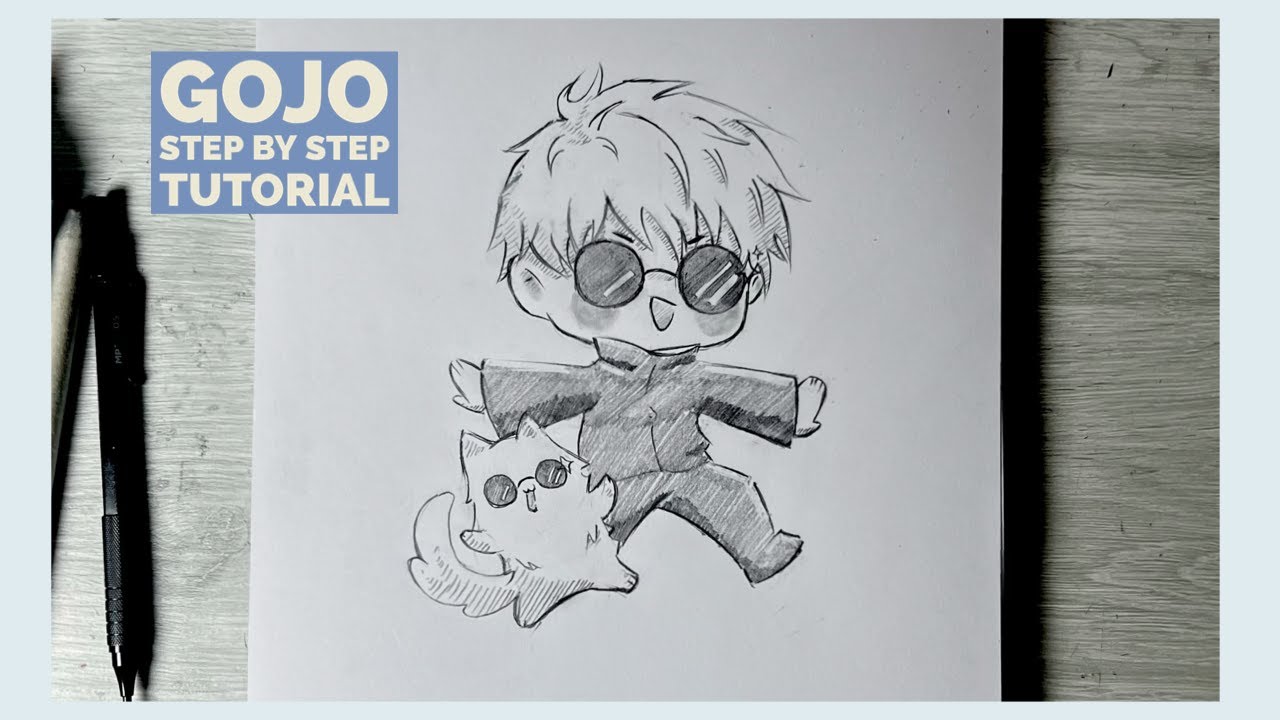 How To Draw Gojo Satoru Chibi And Gojo Cat Step By Step Easy Drawing