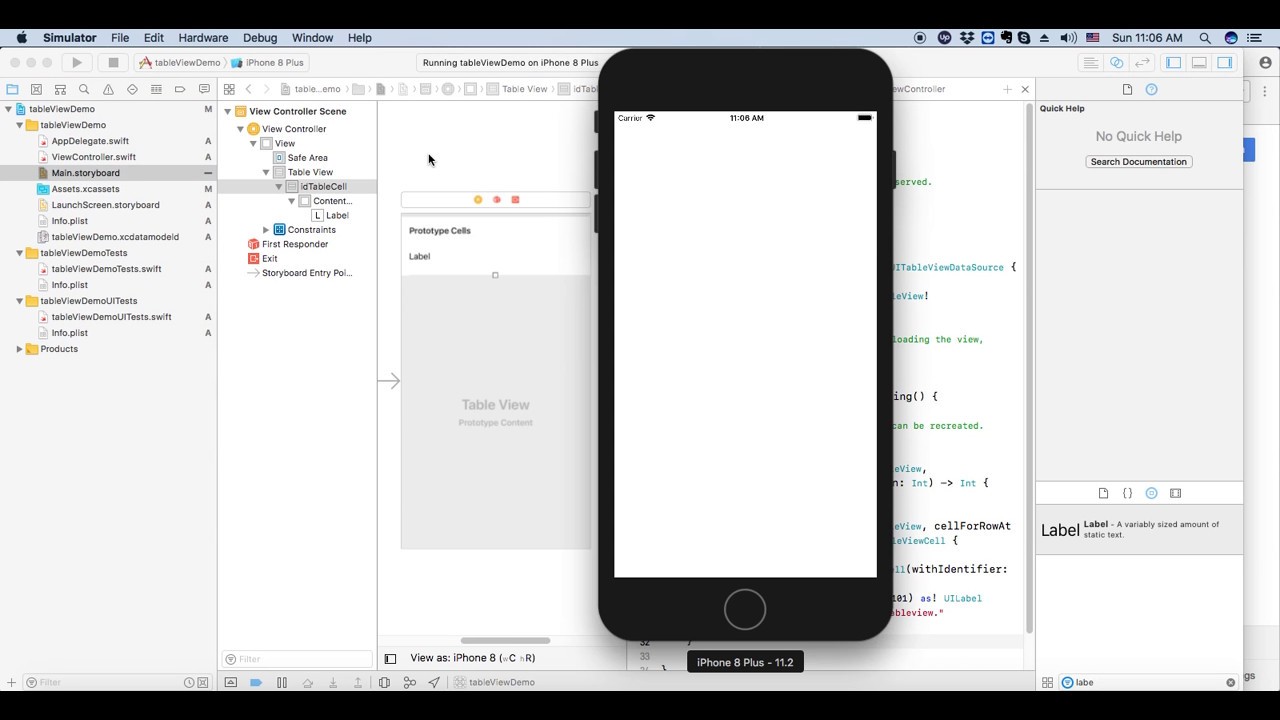 Easy Way To Tableview Implementation In Ios Youtube
