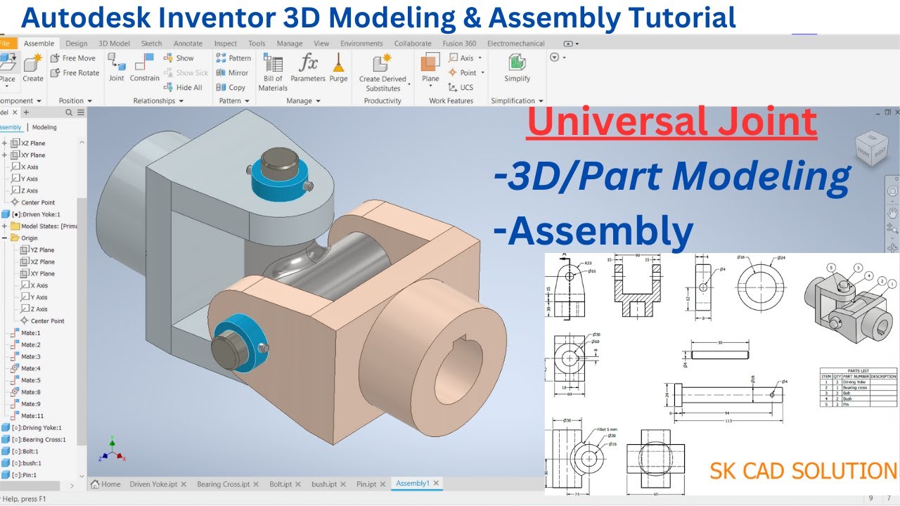 Master Universal Joint Modeling Autodesk Inventor Step By Step Guide