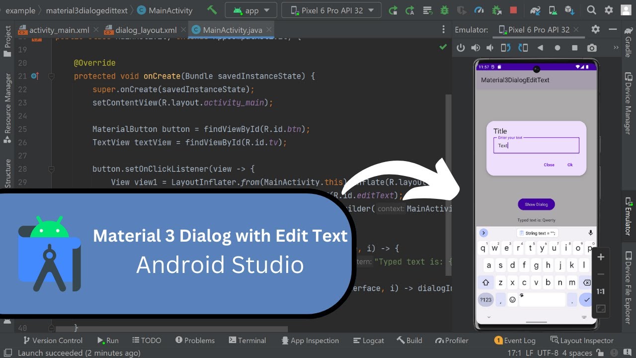 How To Create Material 3 Dialog With Text Input Edit Text Android