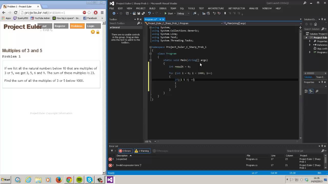 Project Euler C Solution Problem 1 Youtube