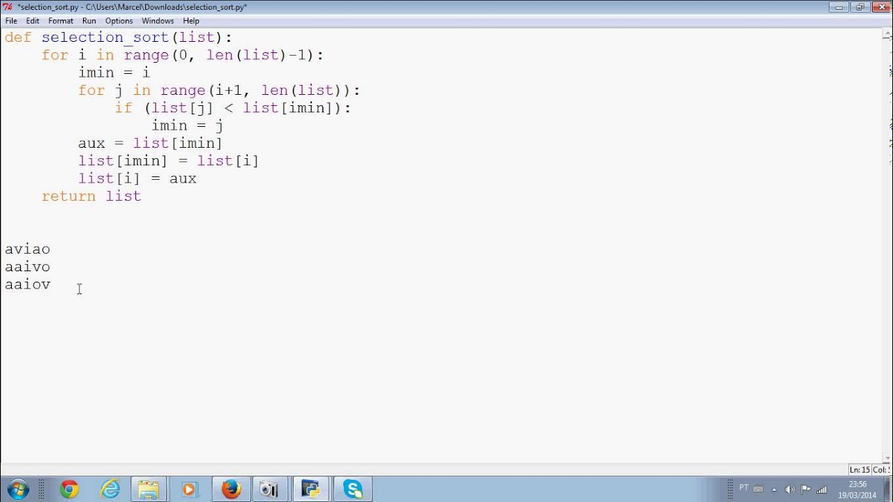 Ordenação Por Seleção Python Youtube