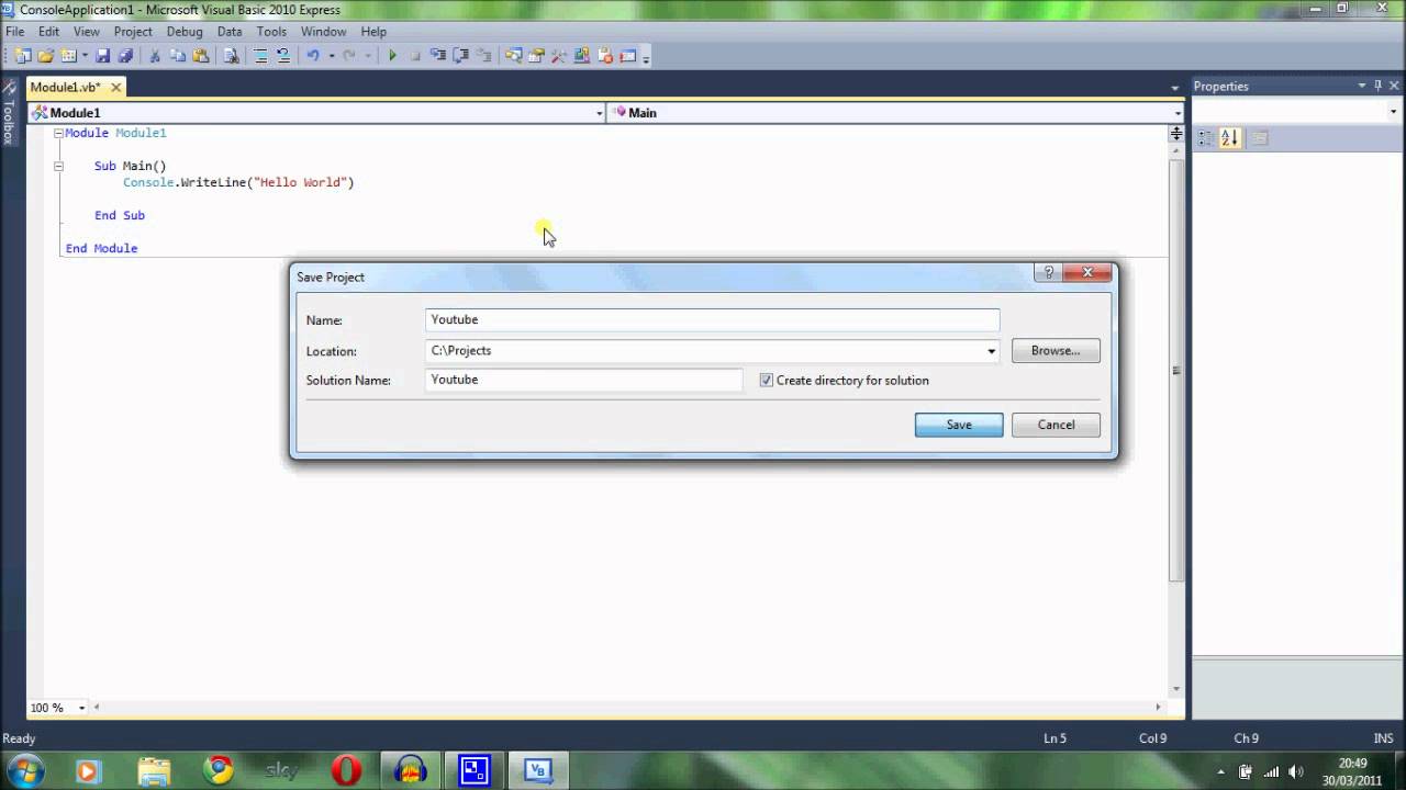 Visual Basic Vb Tutorial 1 Hello World Youtube