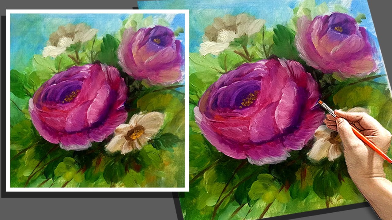 Purple Flower Painting Step By Step Acrylic Painting Acrylic