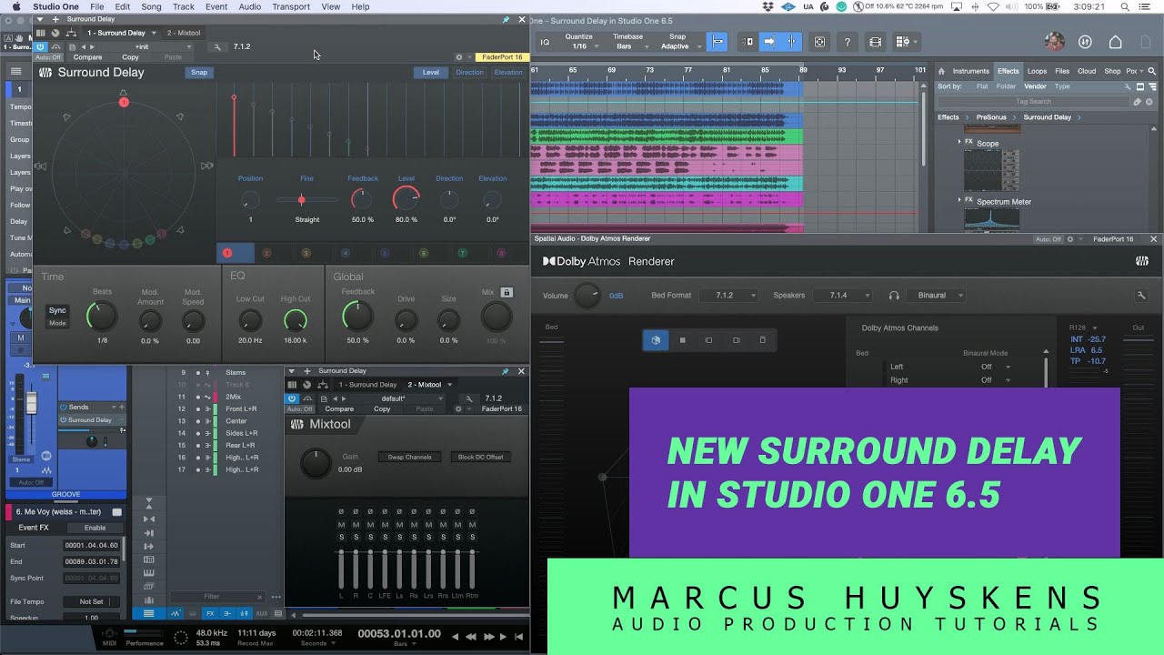 Using The Surround Delay Plug In In Studio One 6 5 Youtube