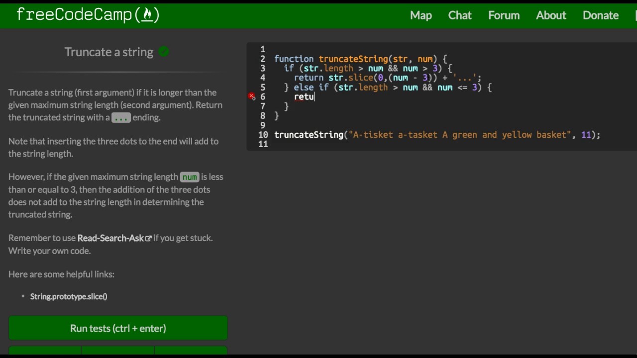 Truncate A String Freecodecamp Review Basic Algorithm Scripting Lesson