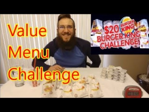 Burger King 20 Value Menu Challenge Youtube