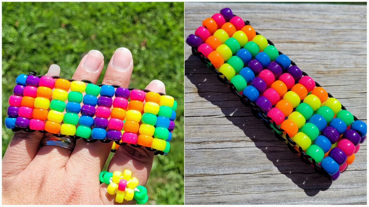 Rainbow Ladder Kandi Cuff Tutorial Youtube