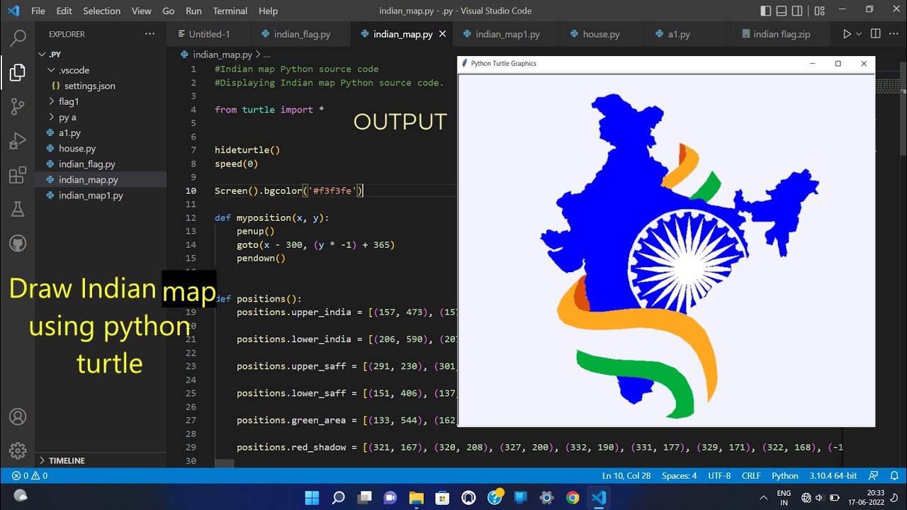 Draw India Map In Python Turtle With Code Turtle Programs Youtube