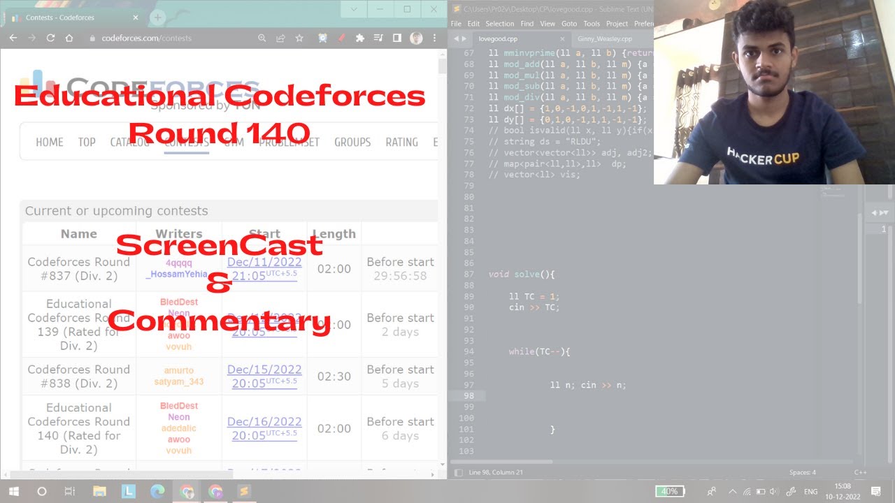 Educational Codeforces Round 140 Screencast Commentary Youtube