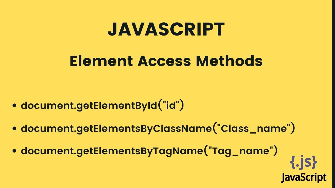 Getelementbyid In Javascript Element Access Methods Youtube