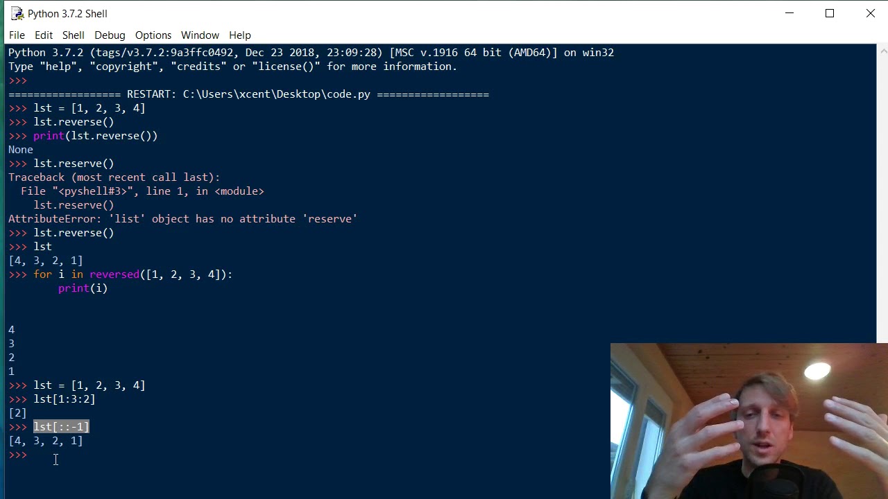 Python List Reverse Youtube