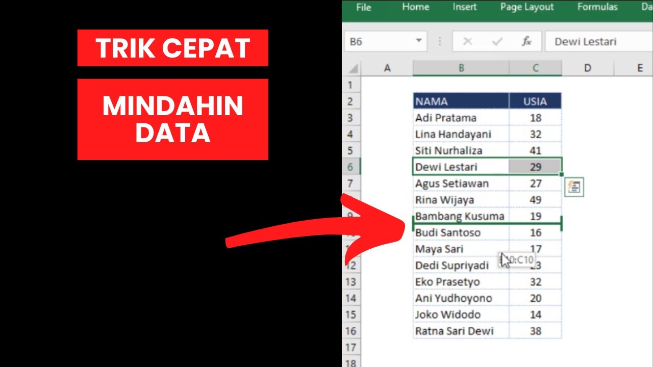 Trik Excel Memindahkan Data Tanpa Copy Cut Dan Paste Youtube