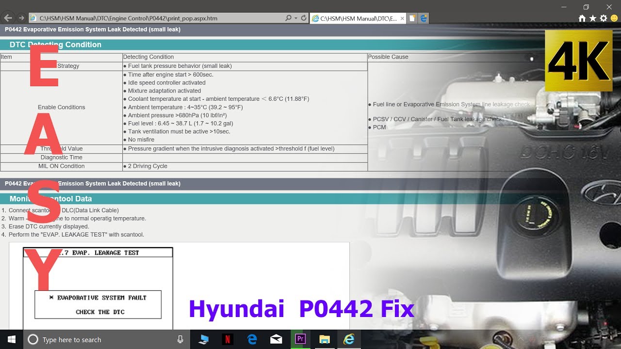 Hyundai P0442 Evaporative System Small Leak Fix Youtube