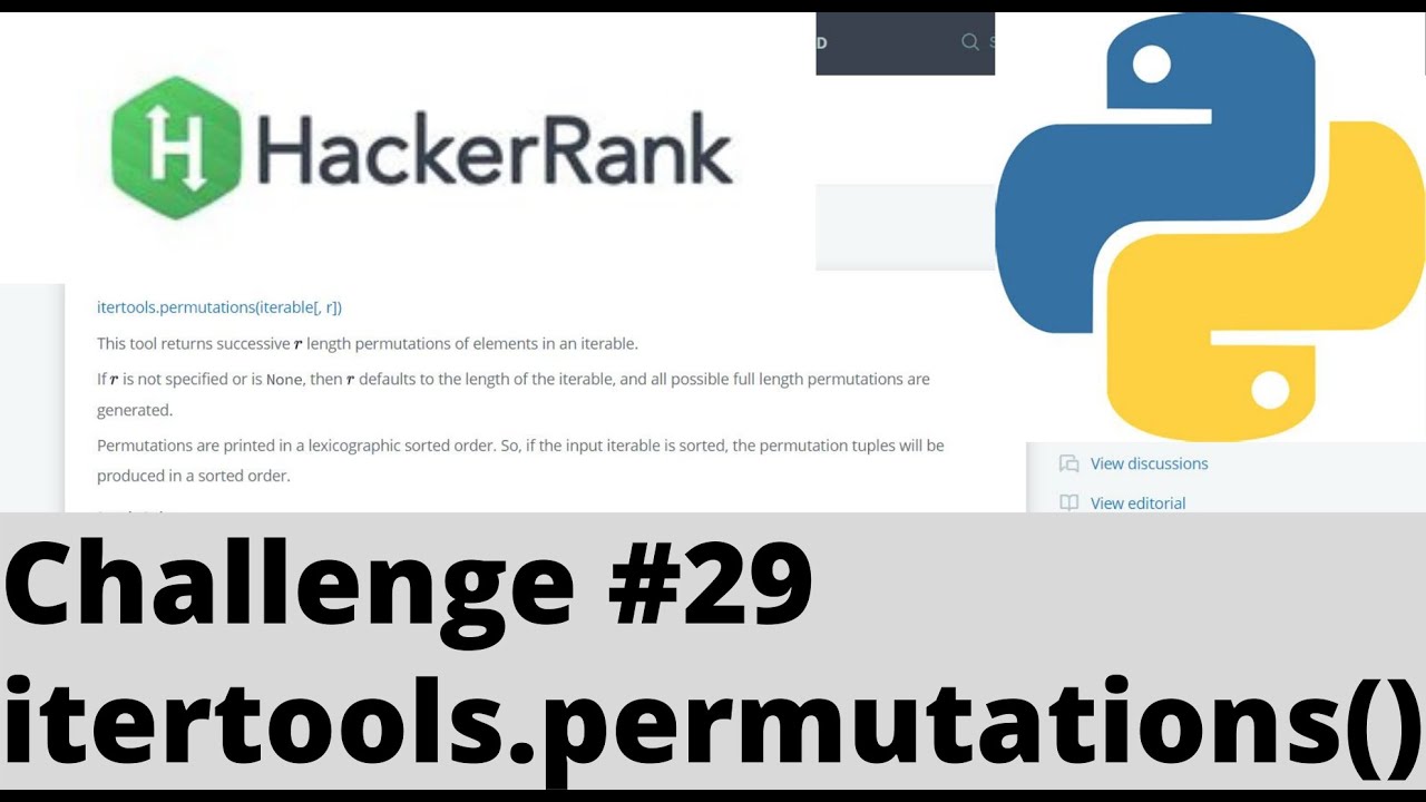 Hackerrank Python Challenge 29 Itertools Permutations Youtube