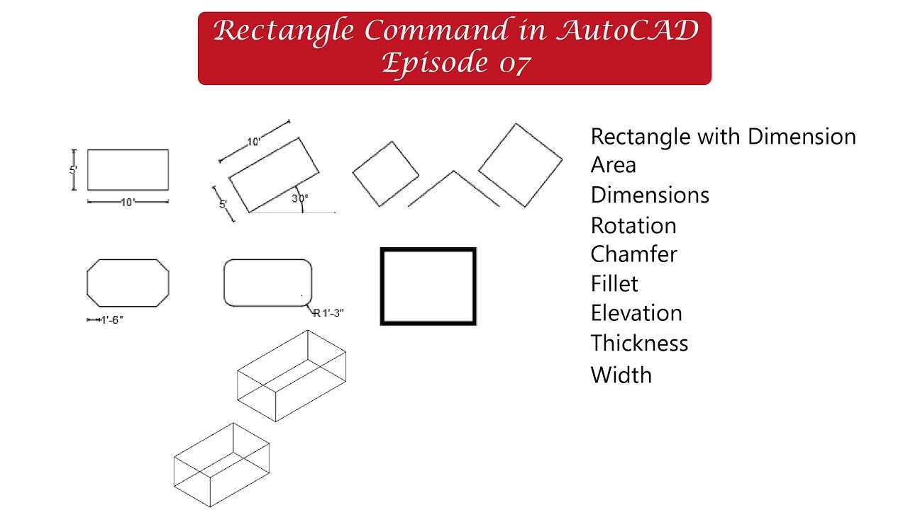 Autocad Rectangle Command I Class 07 Youtube
