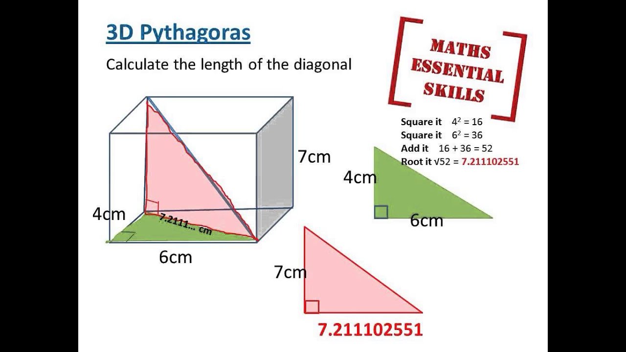 3d Pythagoras Diagonal Lengths Youtube