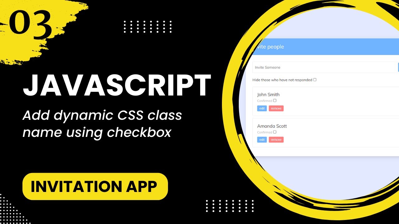Javascript 3 Add Dynamic Css Class Name Using Checkbox Youtube