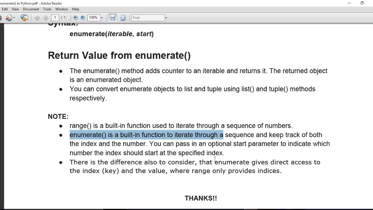 Enumerate Function In Python Youtube