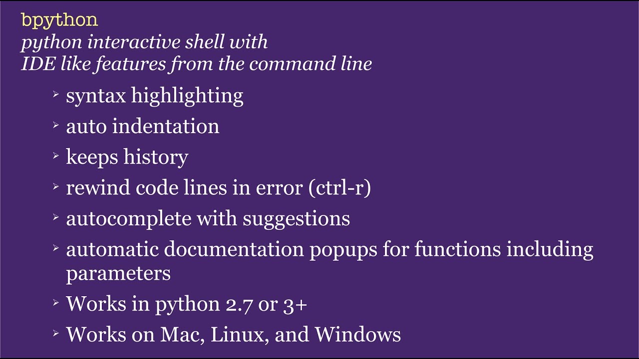 Bpython Alternative Interactive Python Interpreter Youtube