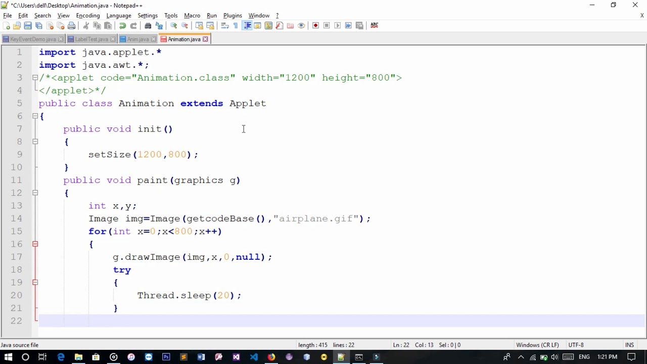 Simple Plane Animation Using Java Applet Youtube
