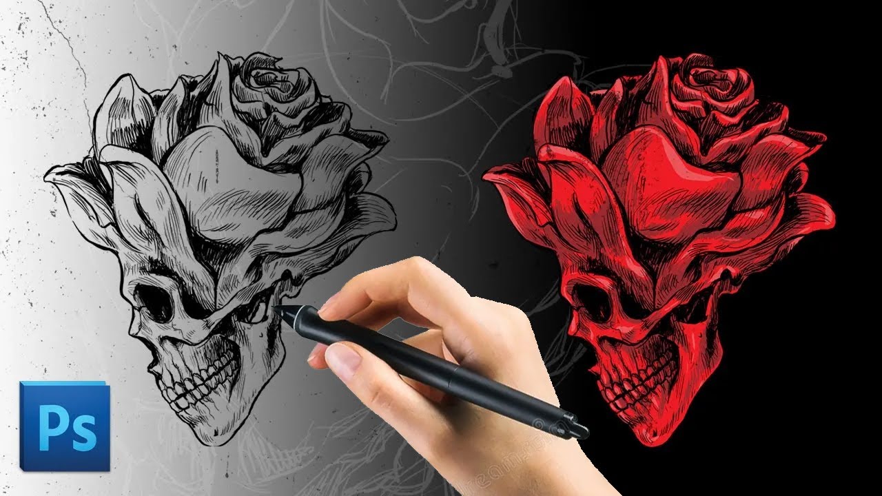 How To Draw A Skull Rose Time Lapse Youtube
