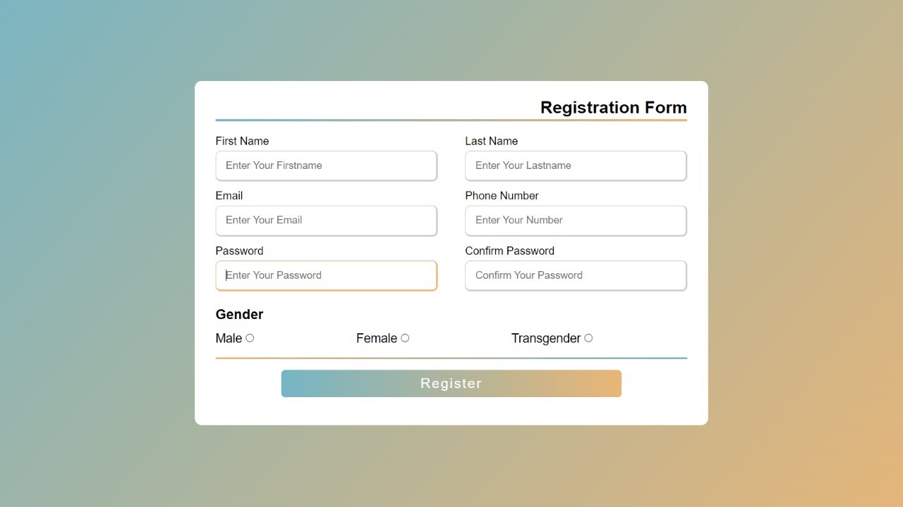 Registration Form In Html Program