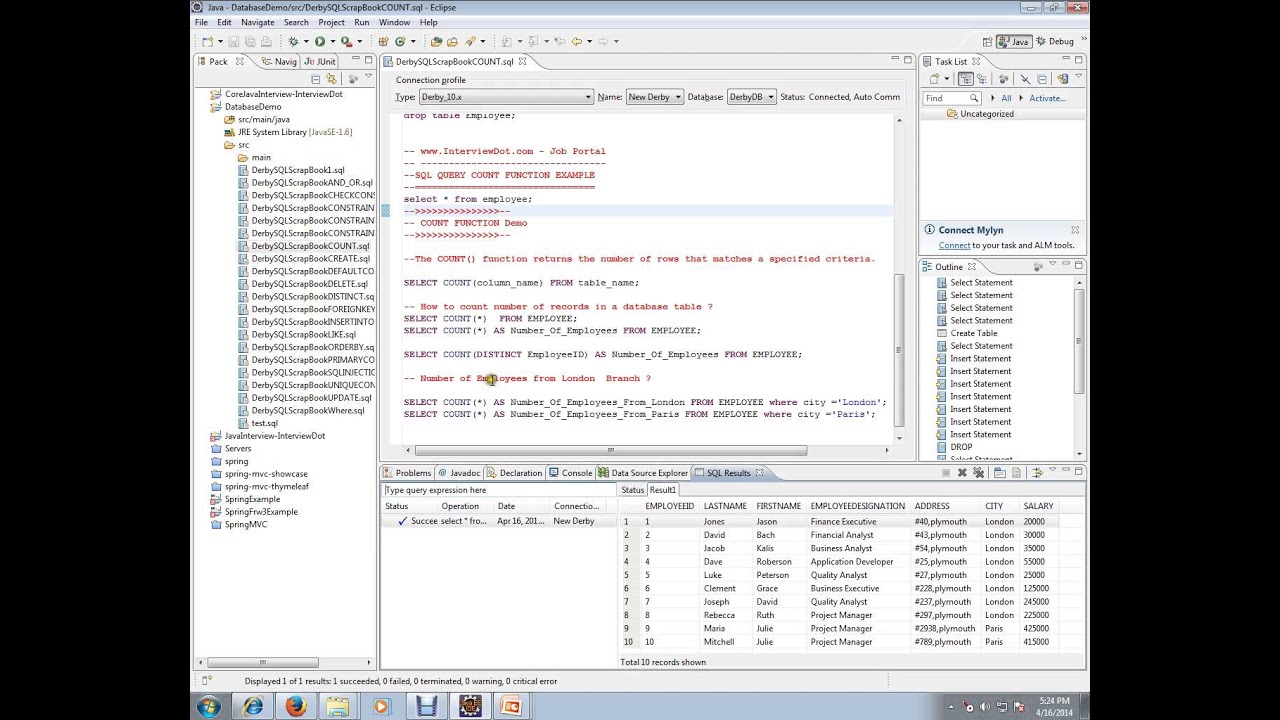 Sql Query Count Function Youtube