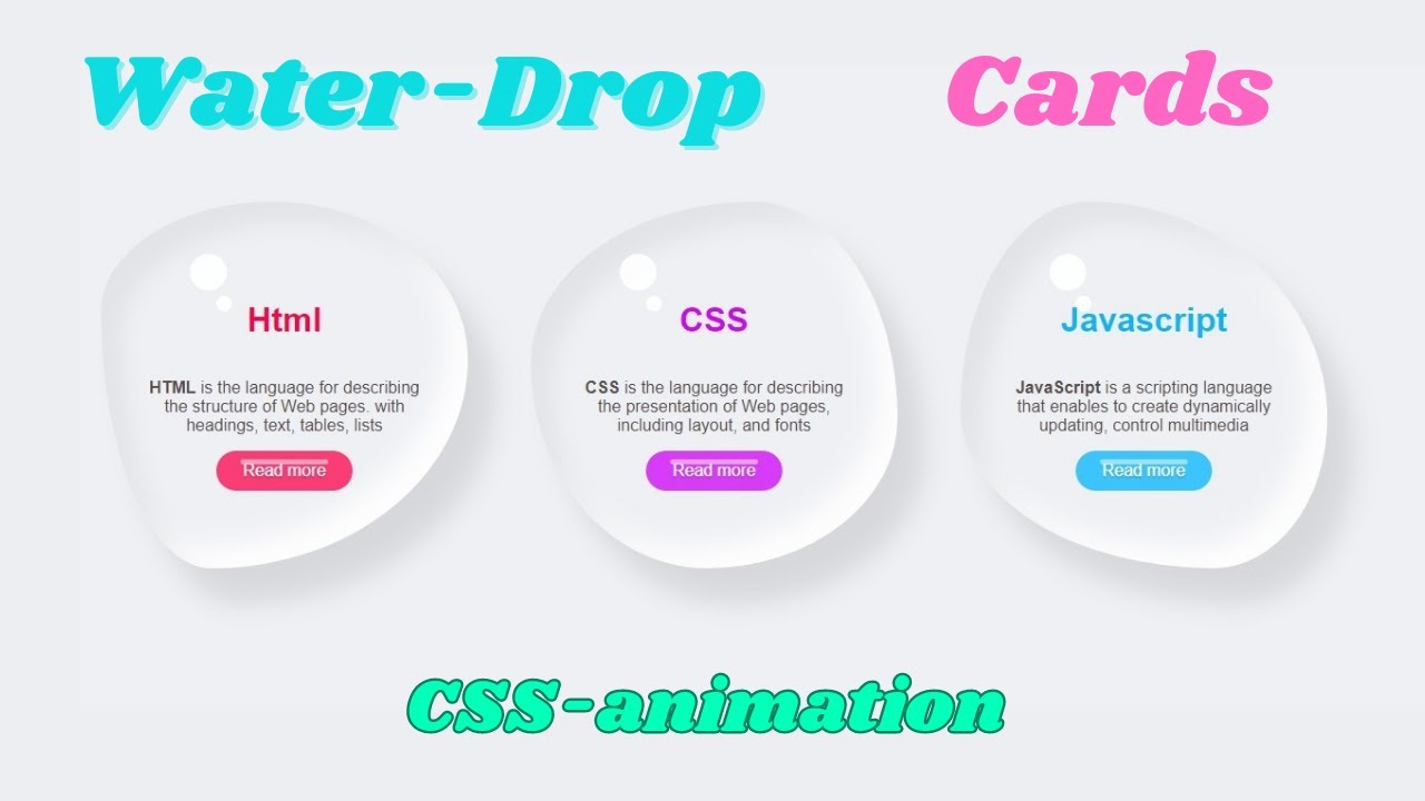 Css Water Drop Cards Ui Hover Effect By Css Html Css Coding Html