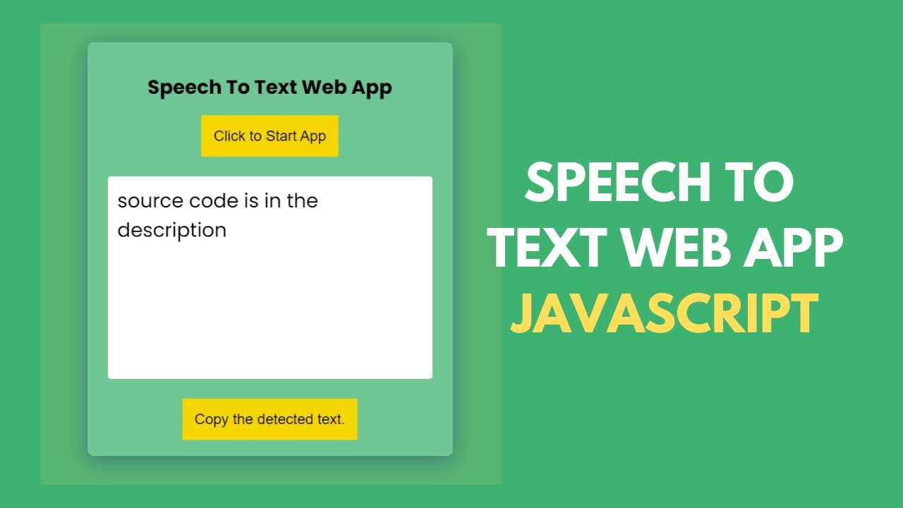 Speech To Text App Using Javascript Free Source Code Youtube