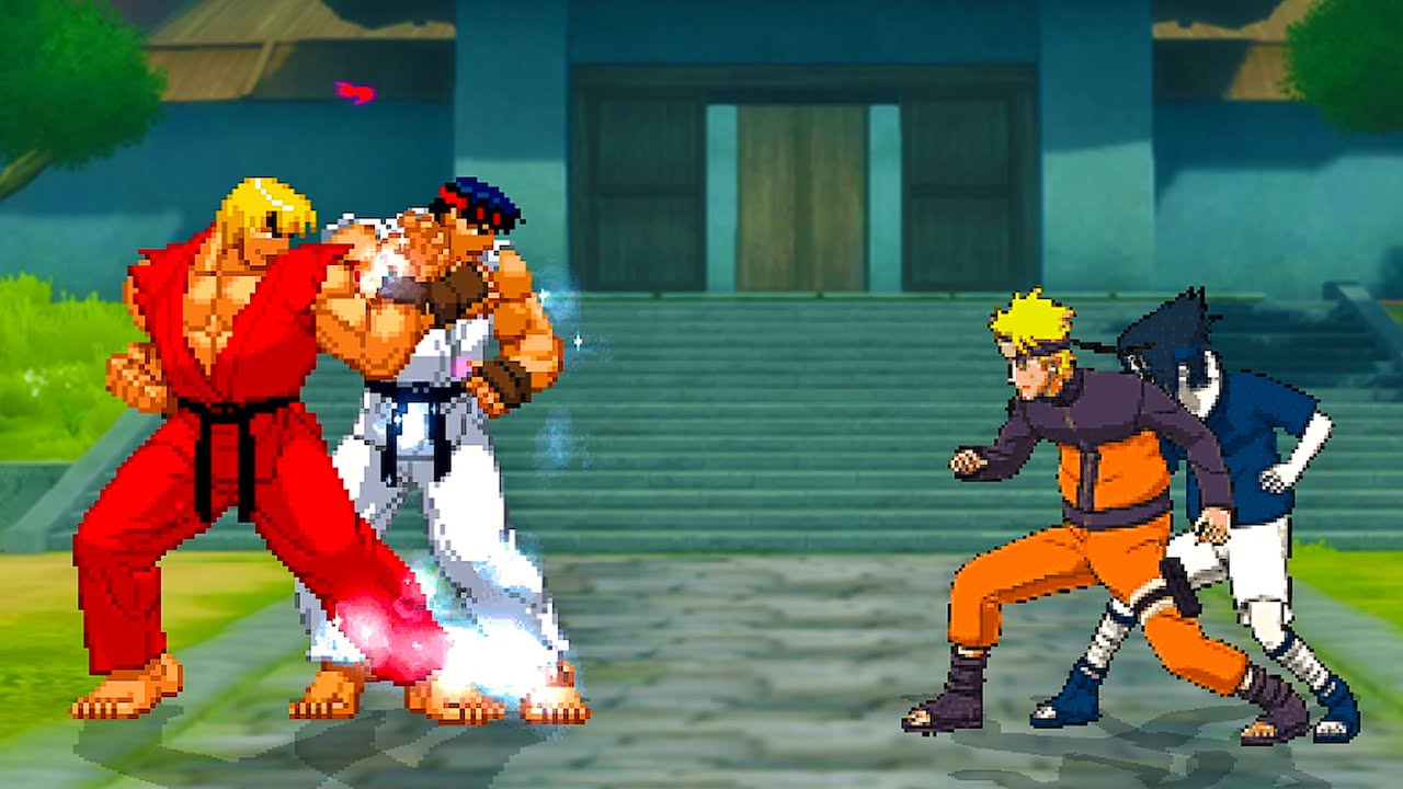 Ryu Ken Vs Naruto Sasuke Intense Fighters Youtube