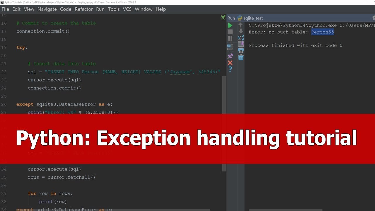Python Exception Handling Tutorial Youtube