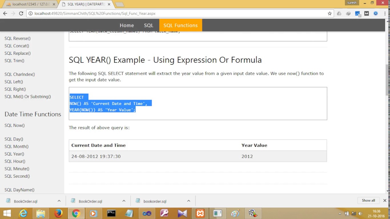 Sql Year Function Youtube