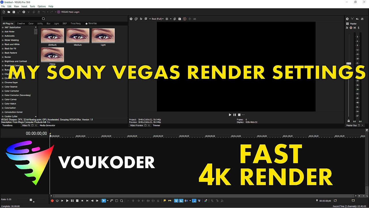My Sony Vegas 19 Render Settings 4k Render Voukoder Youtube