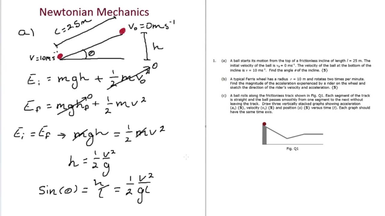 Newtonian Mechanics Exam Tutorial Physics Undergrad And A Level Youtube