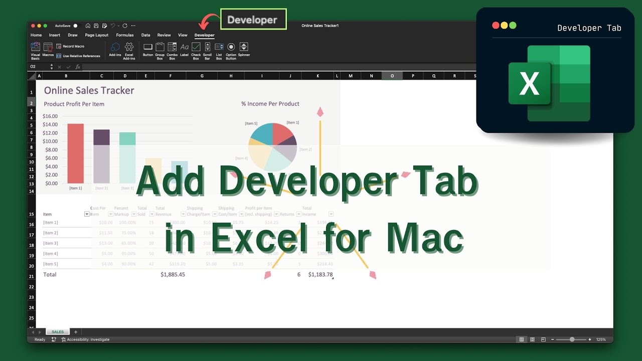 Add Developer Tab In Excel For Mac Youtube
