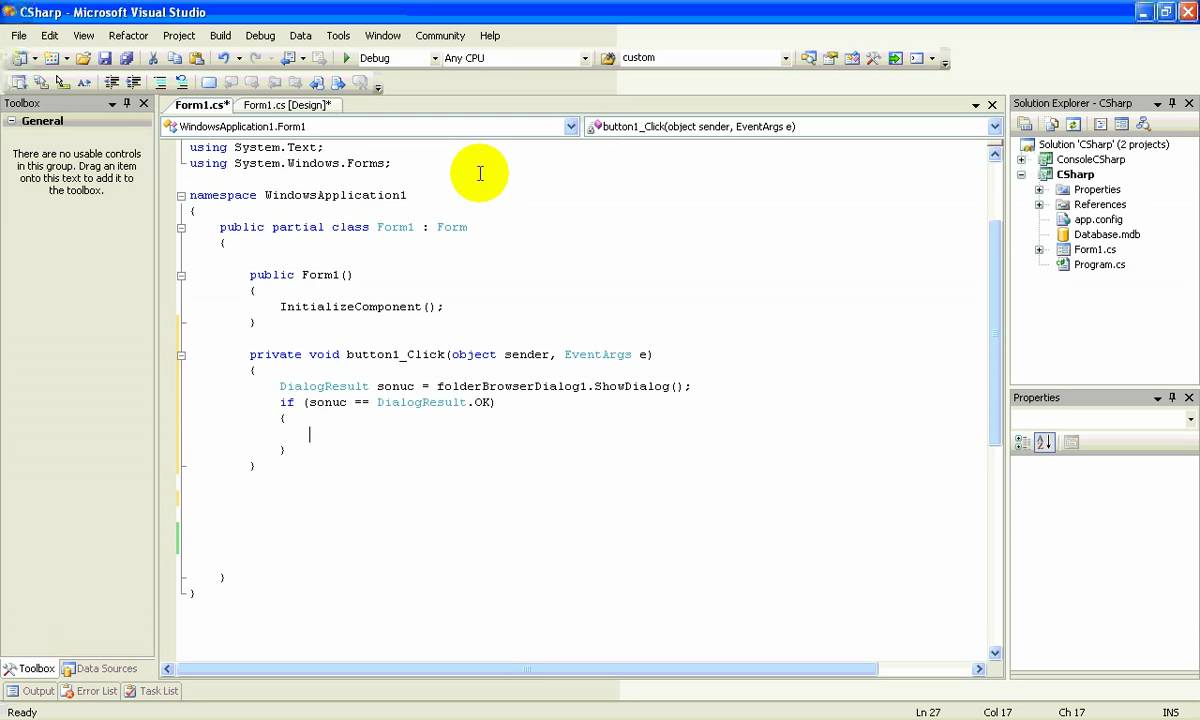 17 C Folderbrowserdialog Kullanımı Youtube