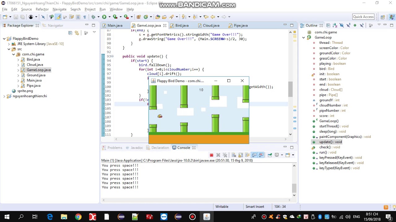 Java Flappy Bird Demo Youtube