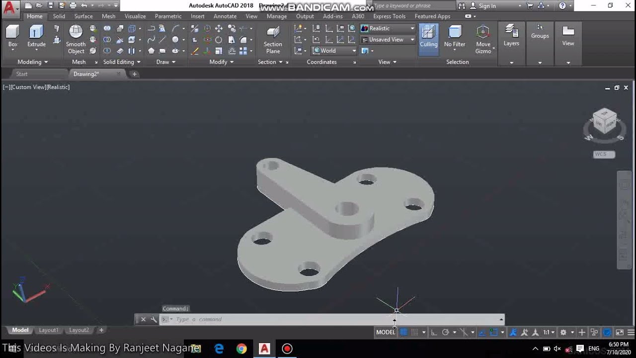 Autocad Tutorial 2d And 3d Machine Component Design Youtube