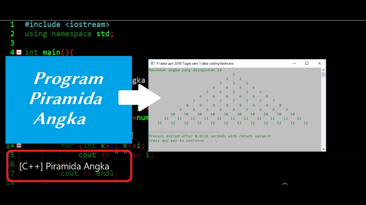 C Program Piramida Angka Youtube